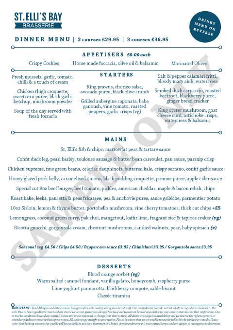 menus|St. Elli's Bay