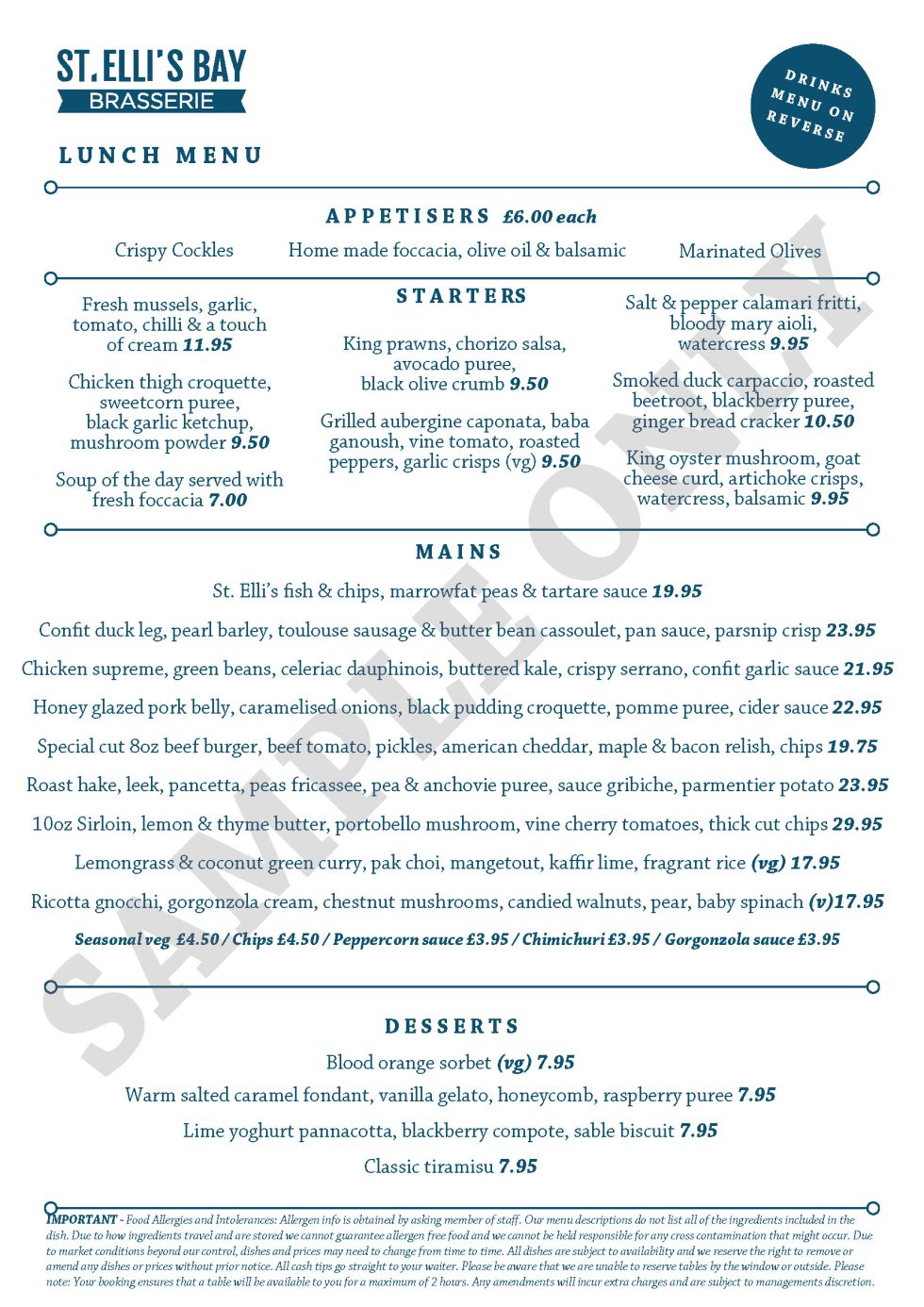 menus|St. Elli's Bay