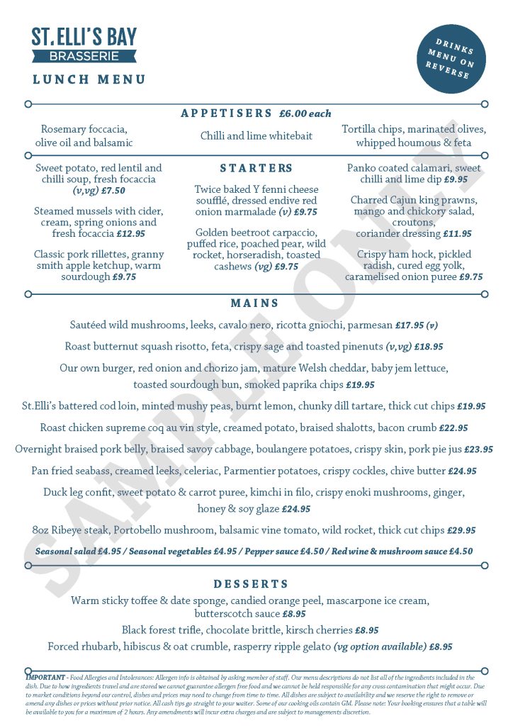 menus|St. Elli's Bay