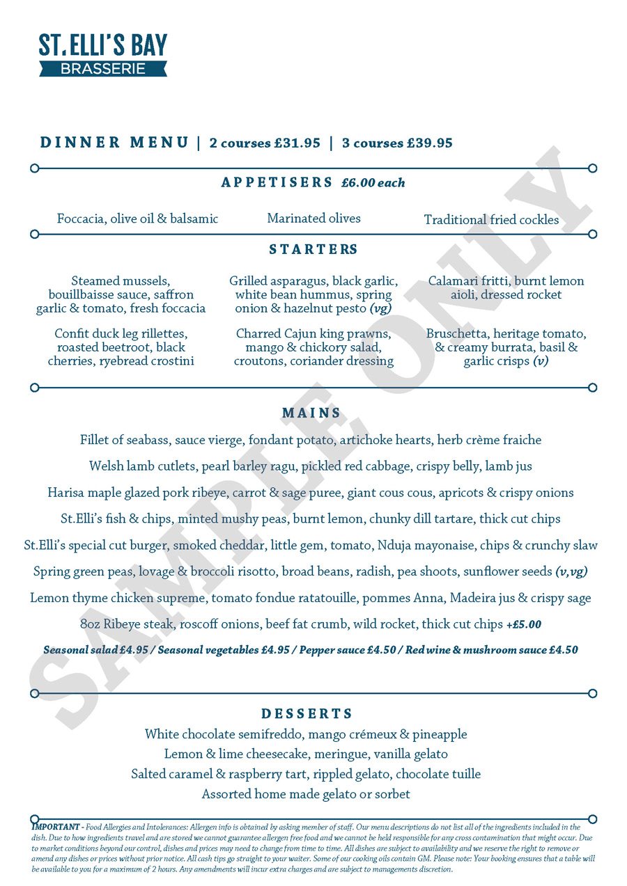 menus|St. Elli's Bay