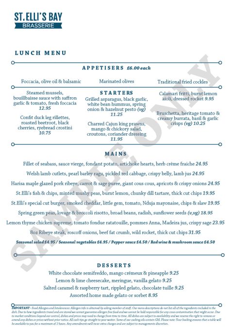 menus|St. Elli's Bay