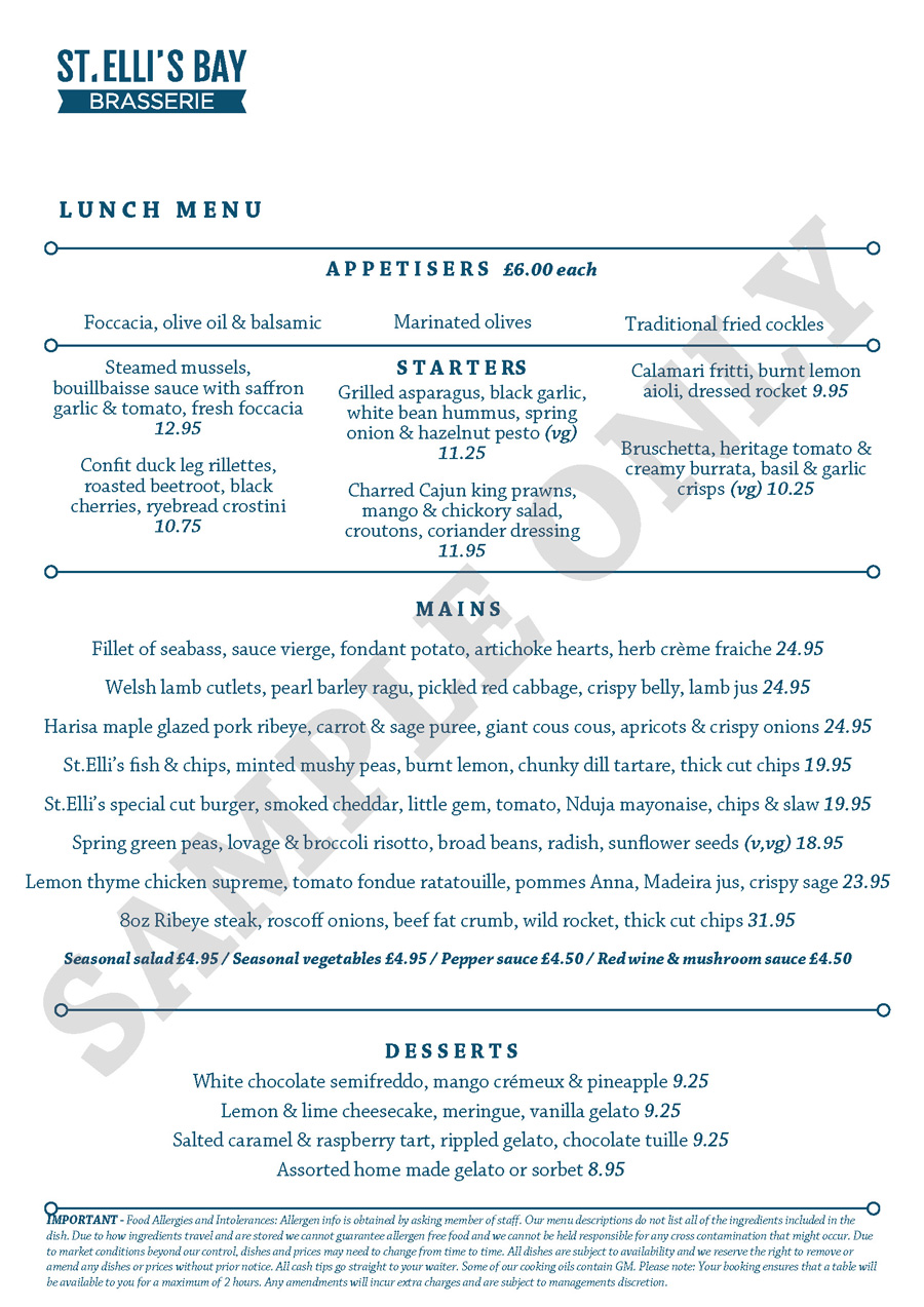menus|St. Elli's Bay