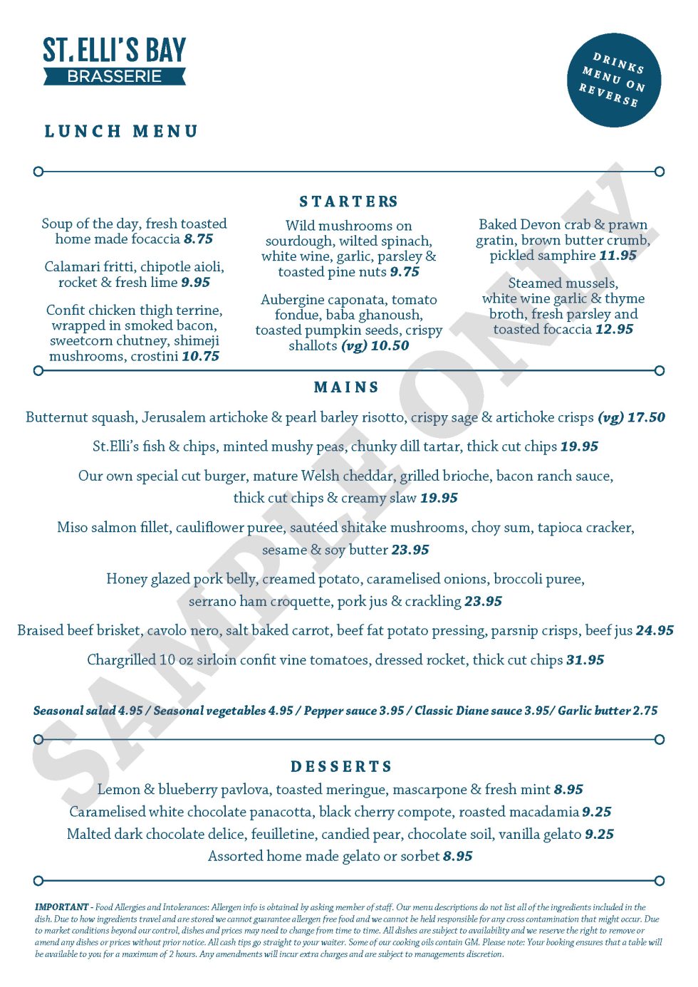 menus|St. Elli's Bay