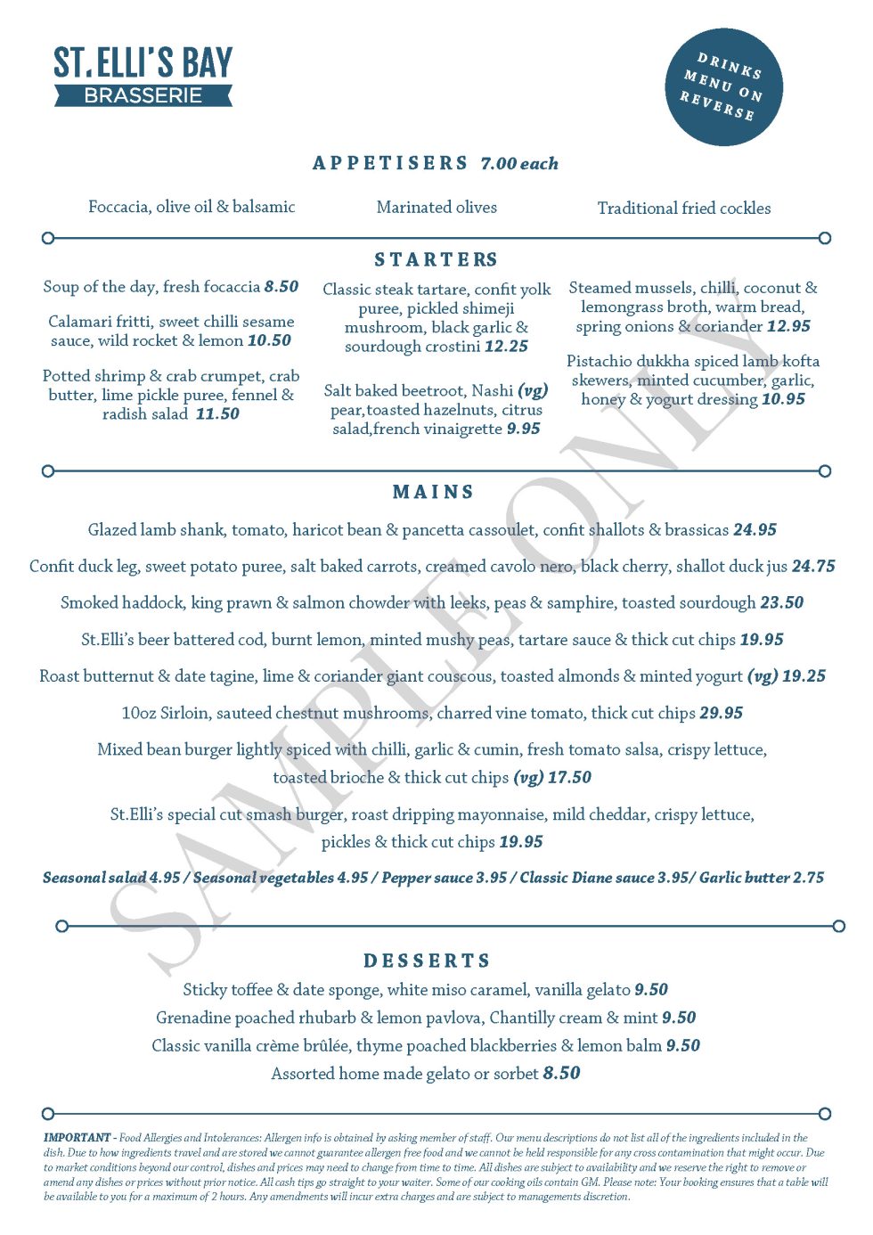menus|St. Elli's Bay