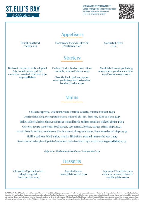 menus|St. Elli's Bay